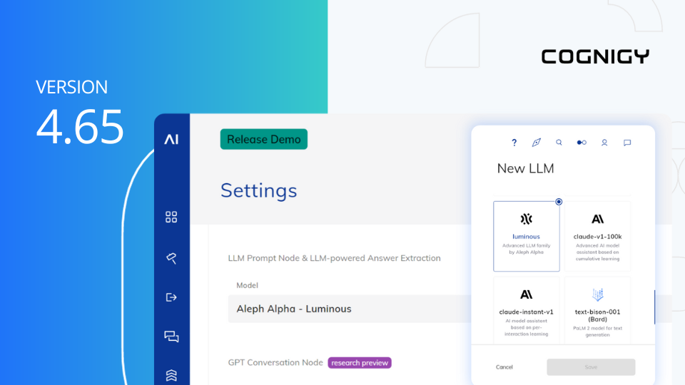 Aleph Alpha Native Integration, Enhanced LLM Model Selection and More with Cognigy.AI v4.65